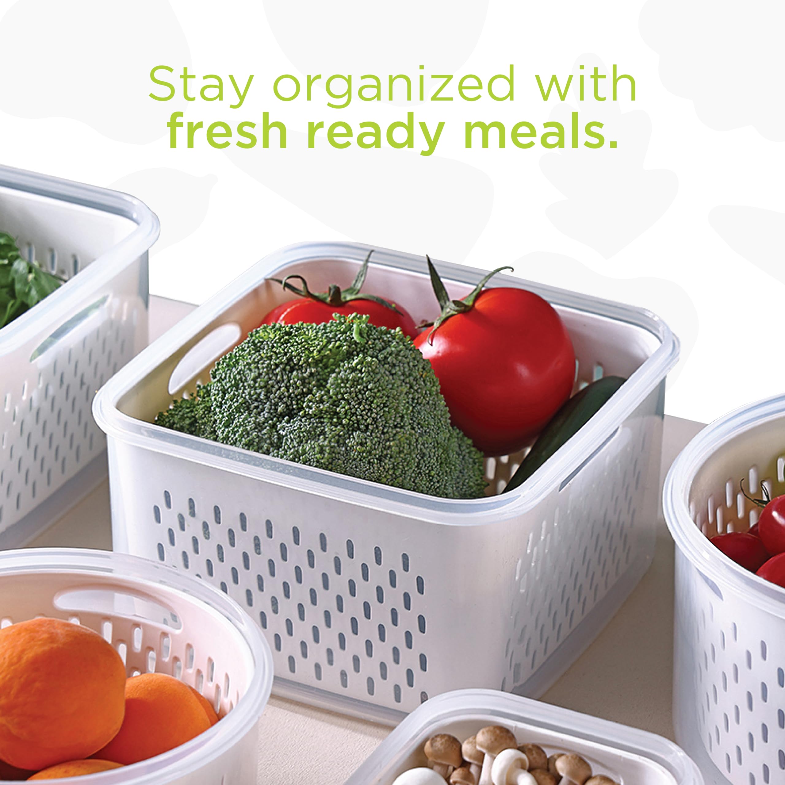 AVUX Fruit Storage Containers for Fridge (4 Pcs) Air Tight Food Storage Bins with Lid | Leak-Proof Rectangular Containers to Keep Fruits, Berries, Veggies, and Salad Fresh for Longer