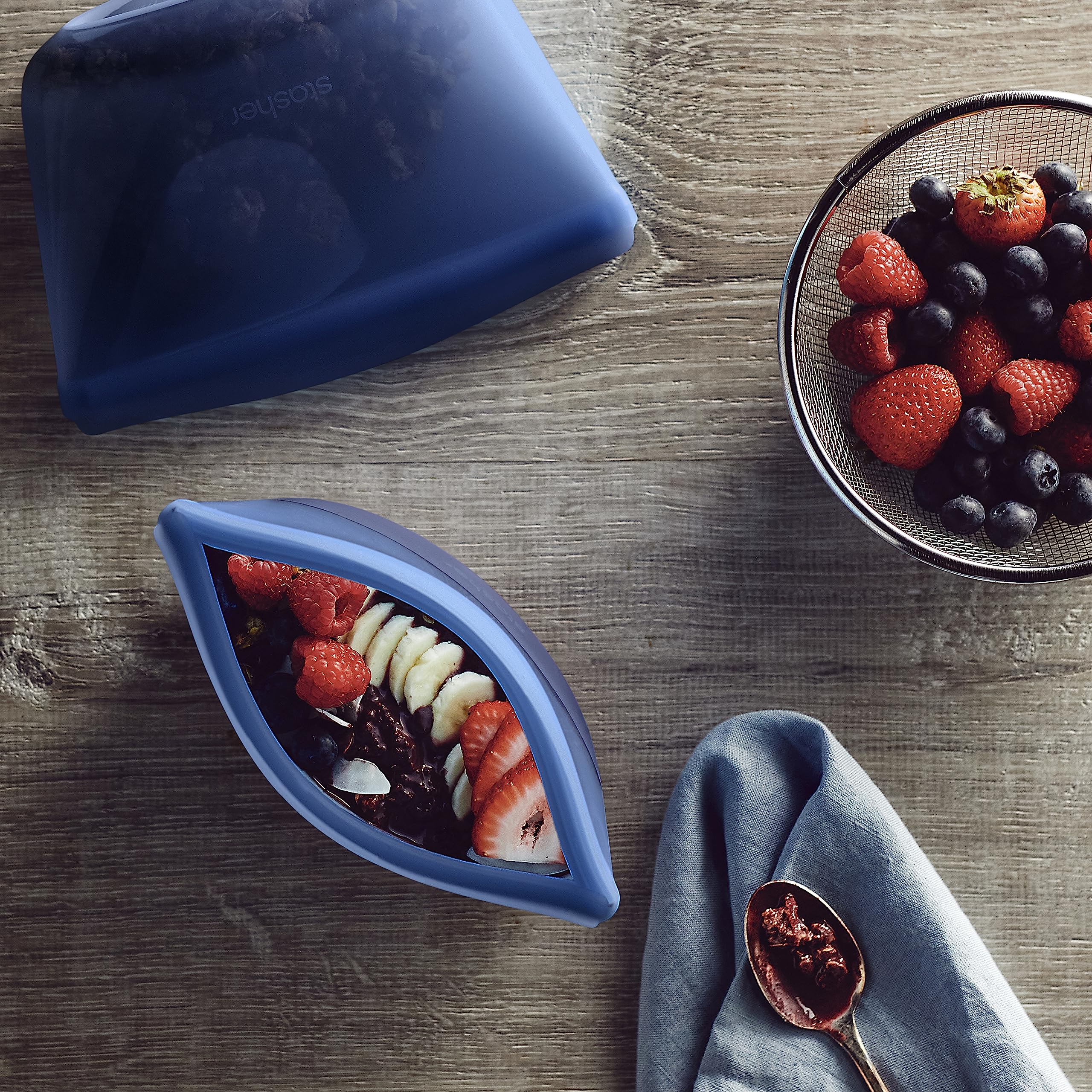 Stasher Premium Silicone Reusable Food Storage Bag, Clear | Microwave, Sous Vide, Dishwasher, Oven and Freezer Safe | BPA Free, Leak-free, Eco-friendly, 2-Cup Bowl