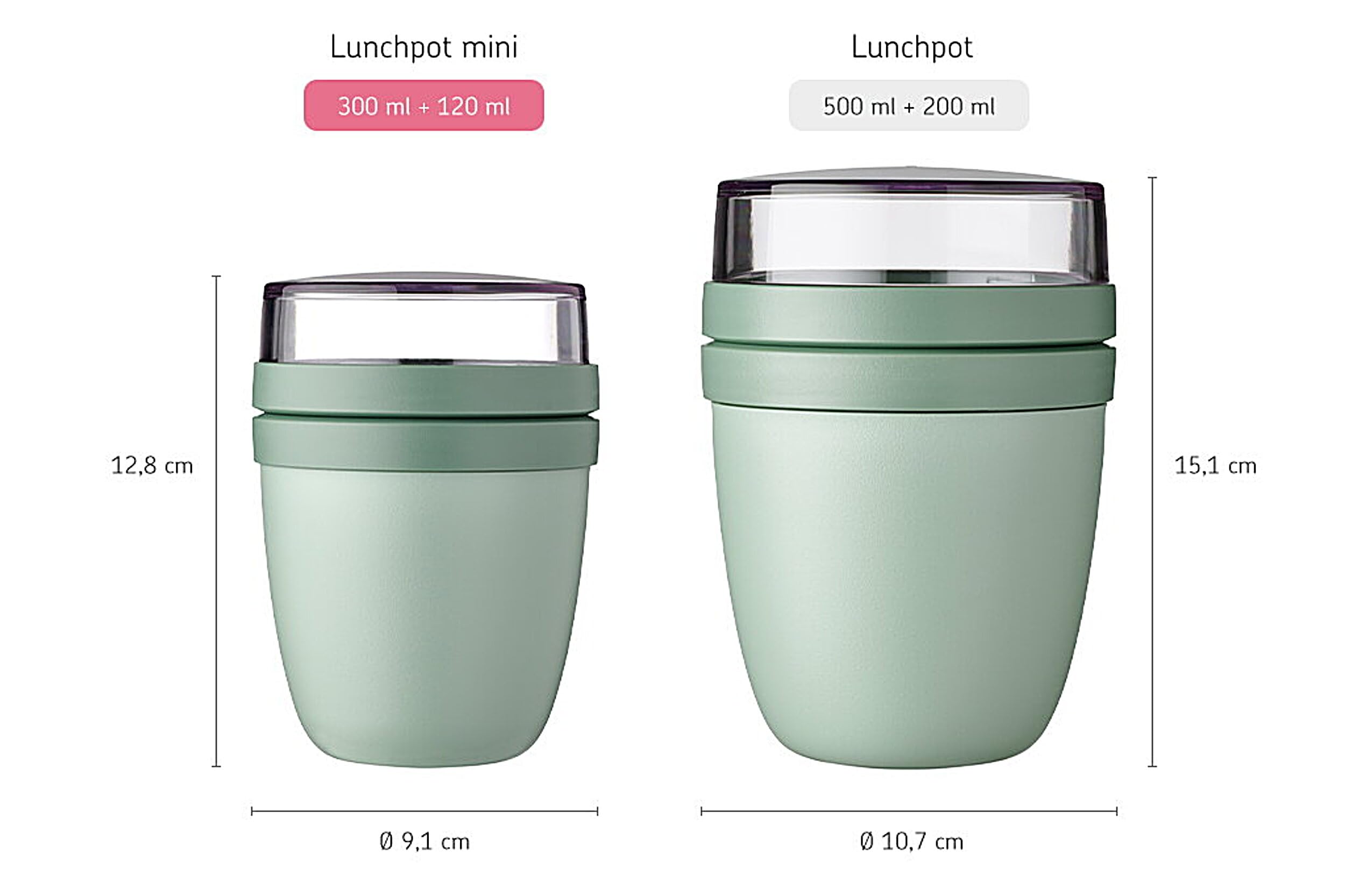 Mepal Overnight Oat jar - Mini - Practical Yoghurt Cup & Muesli Cup - Separate Compartments for Yoghurt & Muesli - Suitable for Freezer, Microwave & Dishwasher - 300 ml + 120 ml - Vivid Mauve