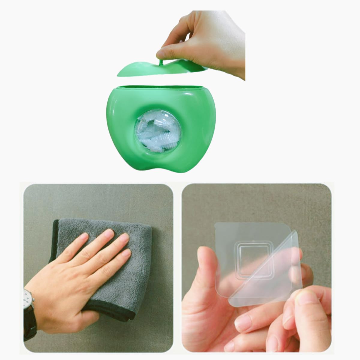 YEOLE Plastic wrap storage box wall hanging non-perforated storage box integrated multi-functional sorting storage box, green, containing 50g fresh-keeping bags