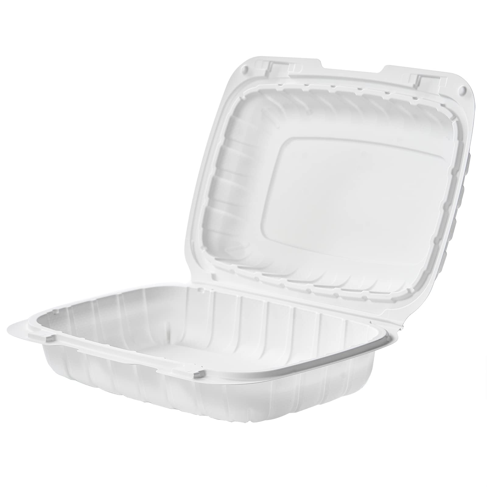 CIAO! 9"x6"x3" MFPP White Hinged Container With Lid 1 Compartment (Case of 200)