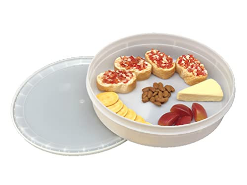 MULMEHË Round Fish Tubs/Food Storage Bins 10lb Capacity, 12.25" Diameter x 3" Depth, Pack of 10 Shallow Containers & Lids
