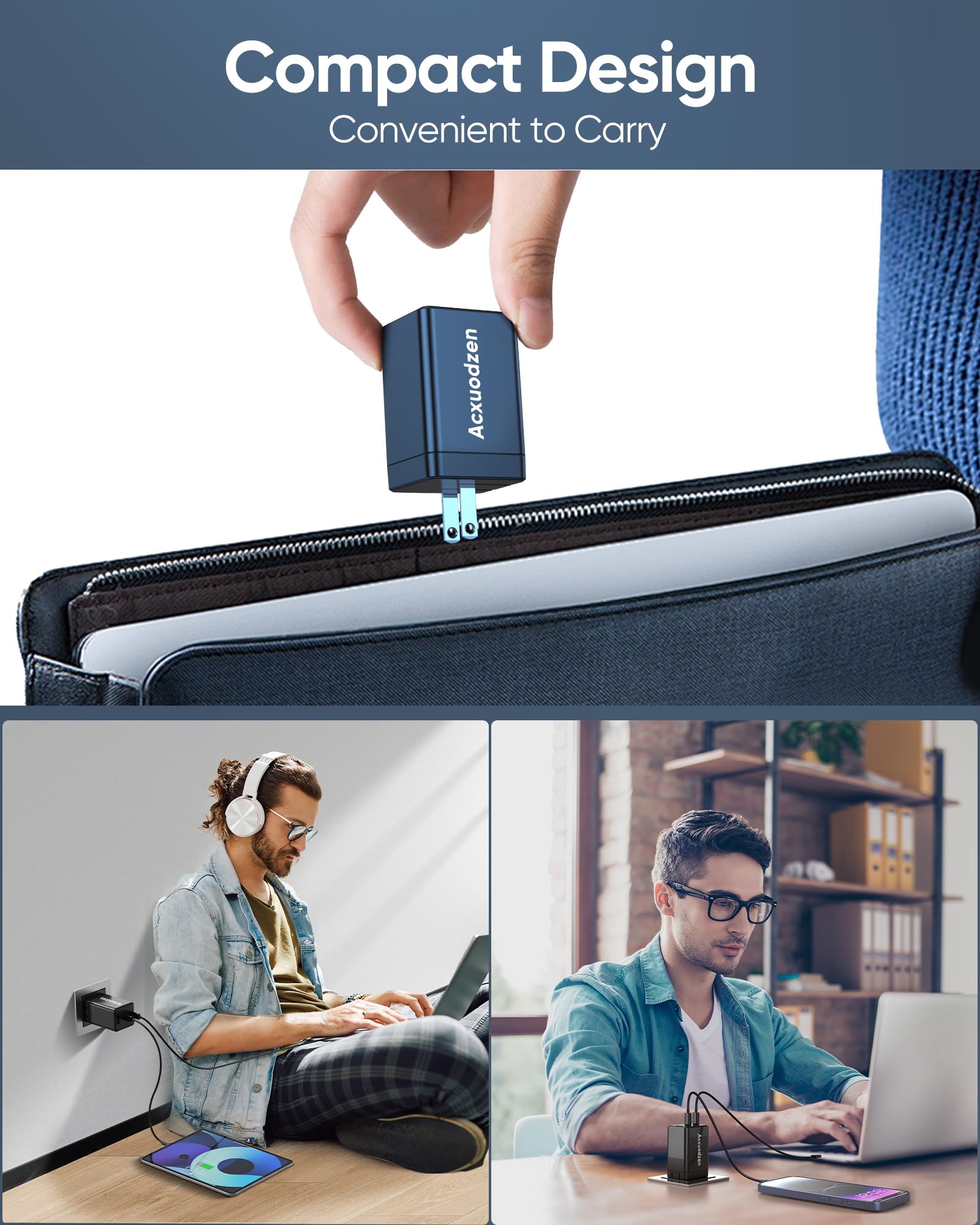 [2 Pack] USB C Charger Block 160W, 3-Port GaN Super Fast Charger, Dual 65W Type C Charging Block, Foldable QC3.0 Laptop Fast Charging for MacBook, iPhone, Samsung, Galaxy, iPad, Android, Black