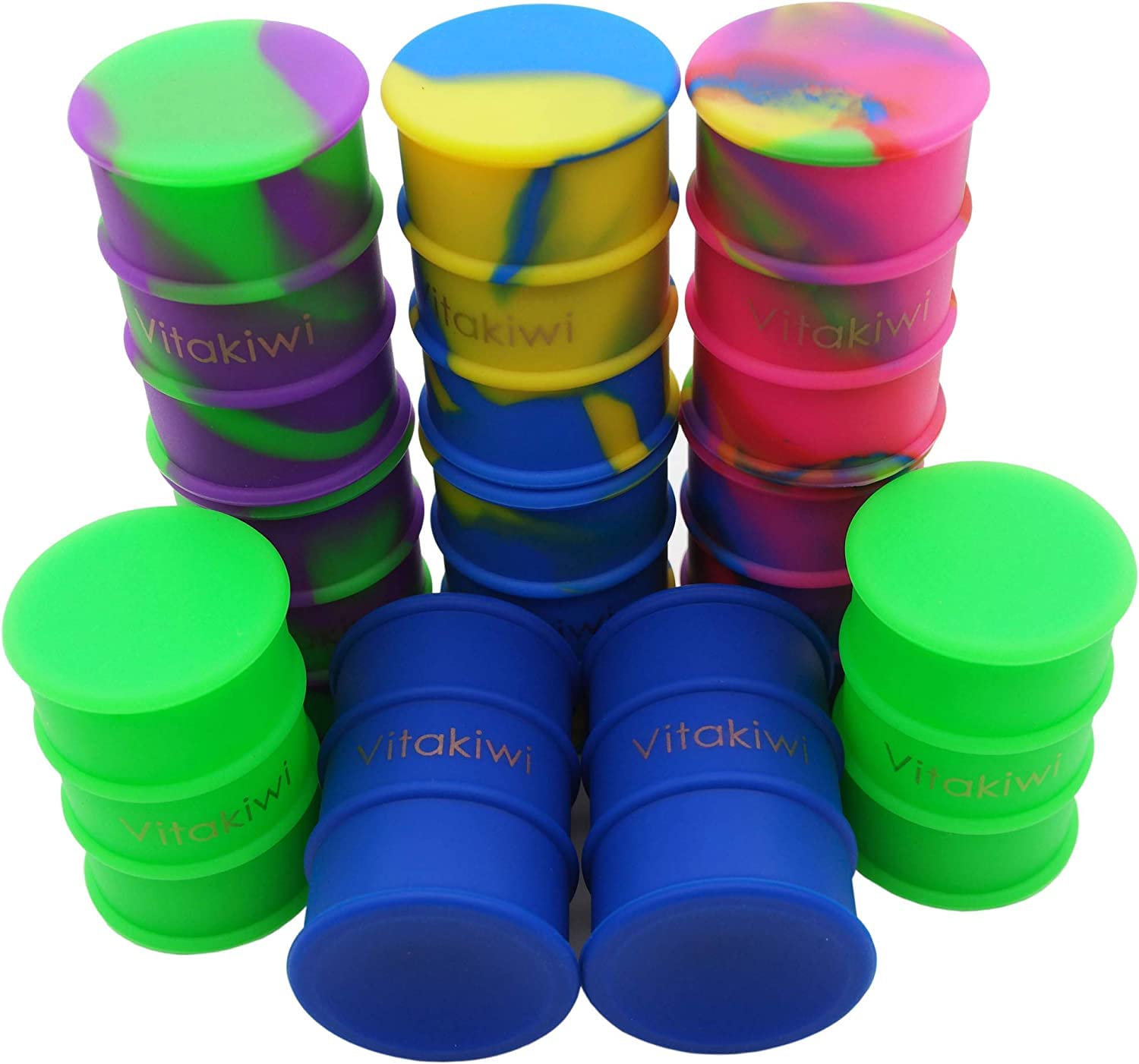vitakiwi 26ml Barrel Silicone Concentrate Containers Non-stick Food Storage Jars with Carving Tool