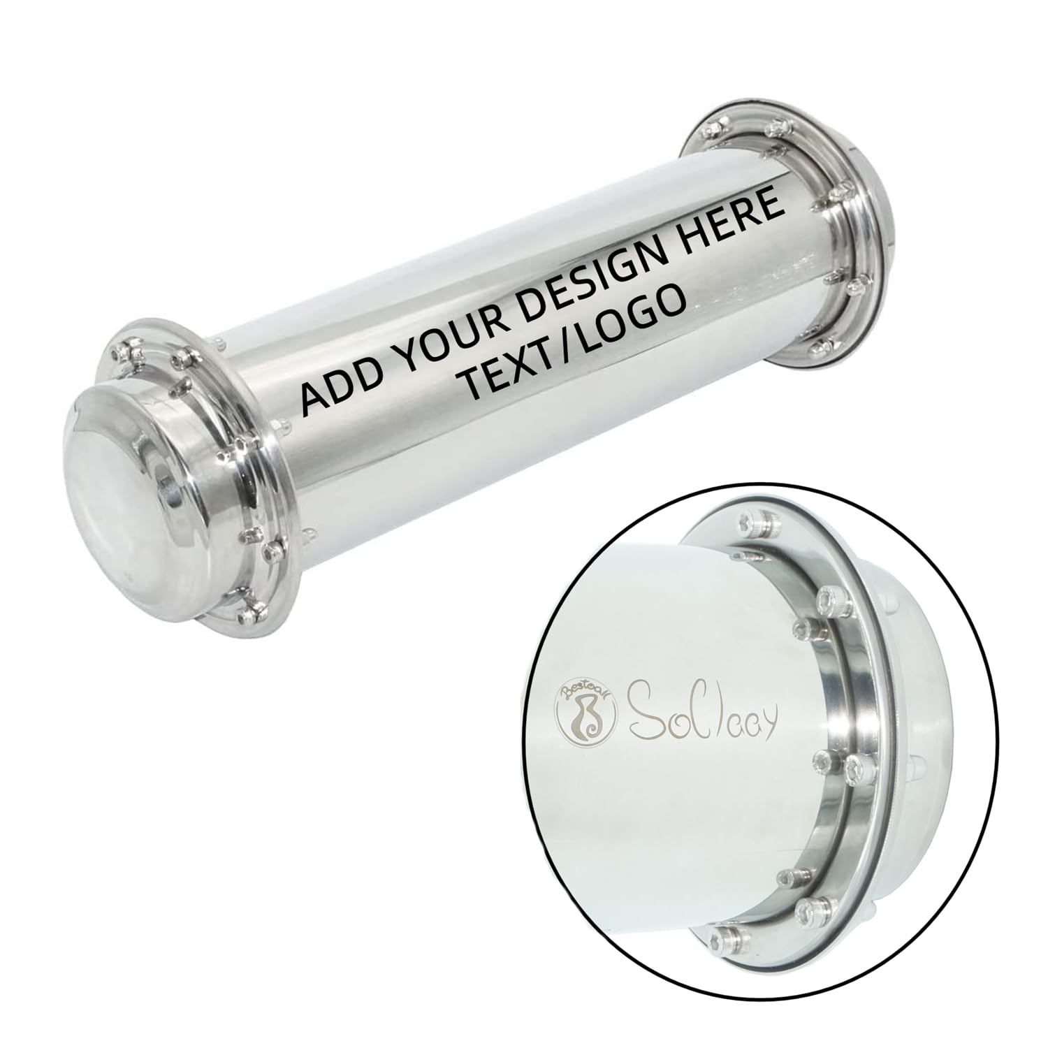 SoClaay Time Capsule Customize Logo Words Text Anti-Corrosion Waterproof Stainless Steel Capsule Container Durable Lock Container Birthday Graduation Gift (16.3x3.9inch)