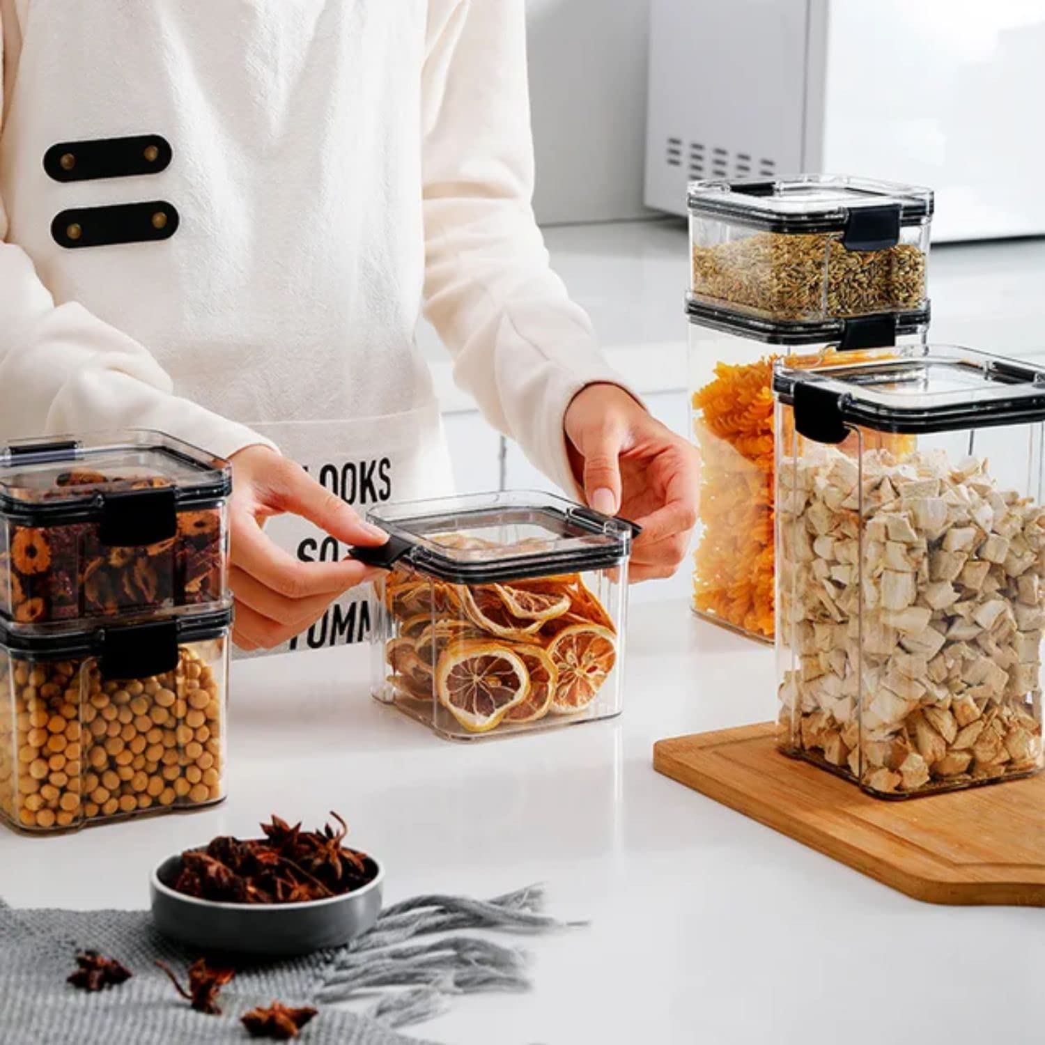 Moksha LifeStyle Airtight food storage containers, kitchen canisters for kitchen counter, pantry organizers and storage, kitchen organizers and storage- 8Pc