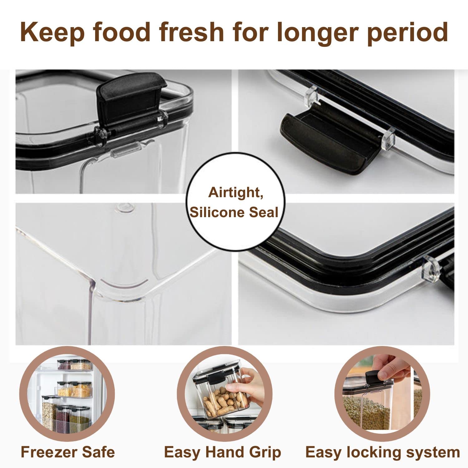 Moksha LifeStyle Airtight food storage containers, kitchen canisters for kitchen counter, pantry organizers and storage, kitchen organizers and storage- 8Pc