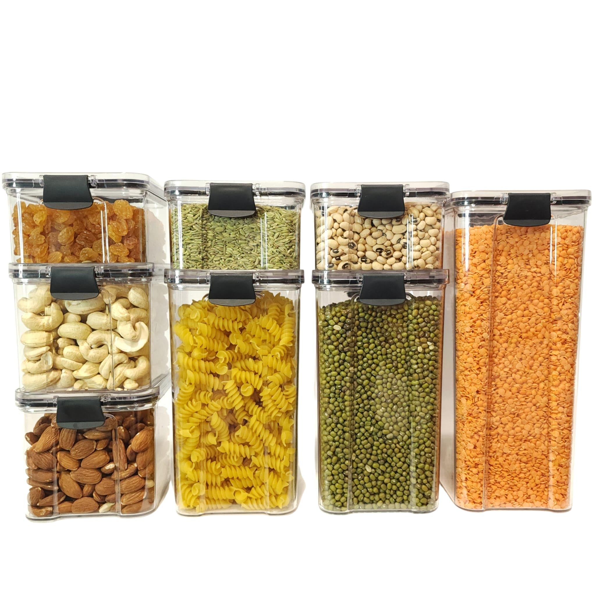 Moksha LifeStyle Airtight food storage containers, kitchen canisters for kitchen counter, pantry organizers and storage, kitchen organizers and storage- 8Pc