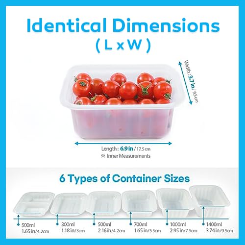 Lofaho Food Trays with sealing films bundle set, 30 Pcs (10~47oz) - Microwave-Safe Dishwasher-Safe Plastic Containers for Meal Prep, Stackable Airtight Leakproof Food Storage Trays