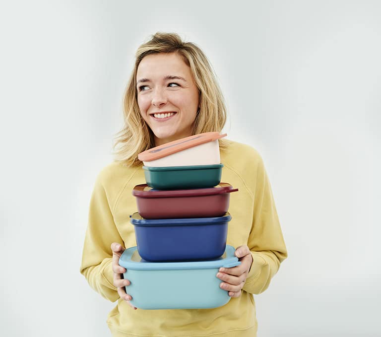 Mepal β Multi Bowl Cirqula 3-Piece Set β Food Storage Container with Lid - Suitable as Airtight Storage Box for Fridge & Freezer, Microwave Container & Servable Dish - 500, 1000, 2000ml - Vivid mauve
