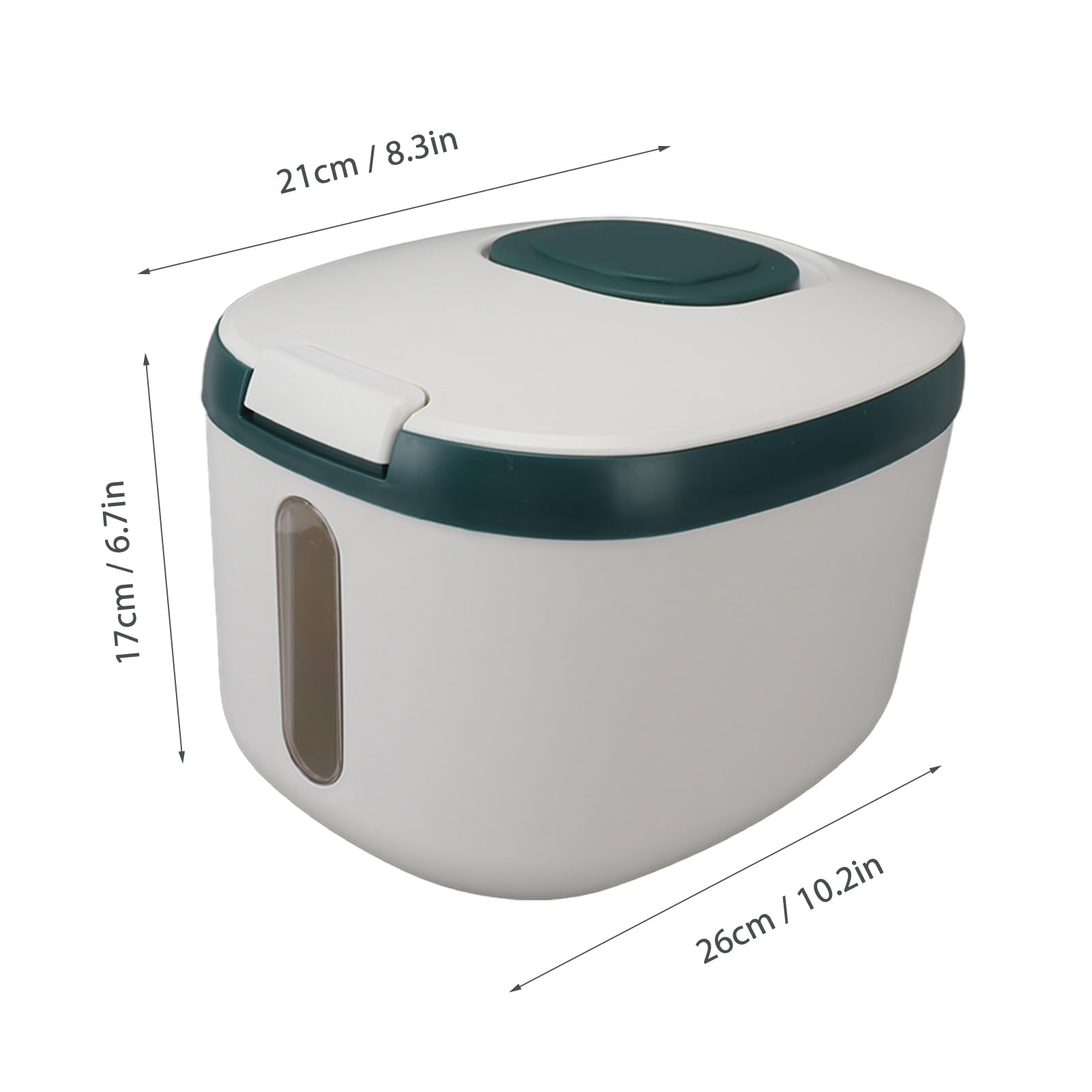 Rice Storage Container, Large Capacity Food Storage Container, Airtight Food Storage Container with Measuring Cup, Covered Rice Bucket, Cereal Dispenser Bin for Grains Nuts Flour(S Green (5kg/11.0lb))