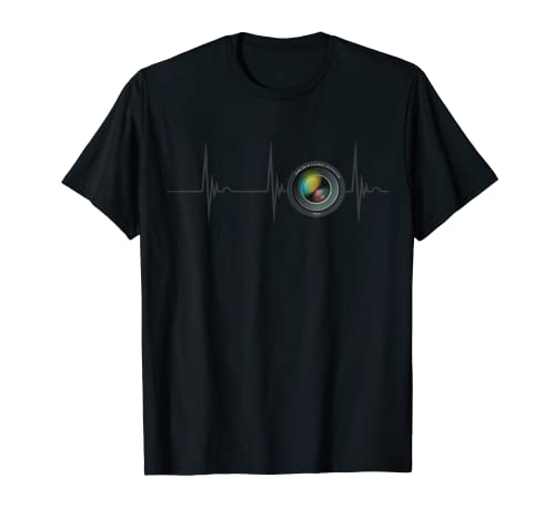 Camera Lens Photography Photographer Heartbeat EKG Pulse T-Shirt