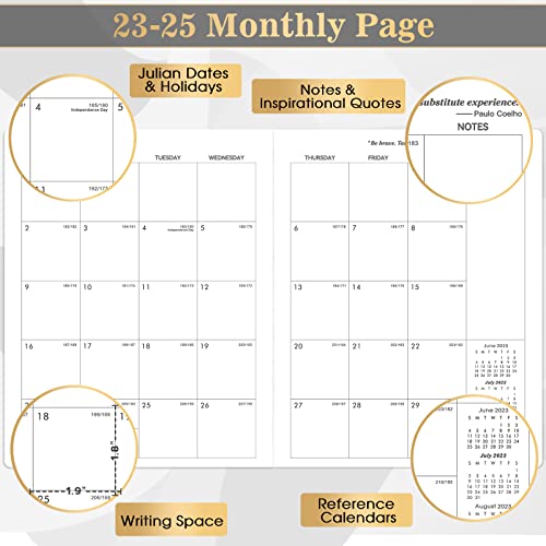 Monthly Planner/Calendar 2023-2025 - July 2023-June 2025, Monthly Academic Planner 2023-2025, 9" x 11", 2-Year Monthly Planner with inner Pocket, Flexible Embossed Cover, Elastic Closure, Great for Organizer