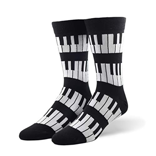 Crazy Socks, Unisex, Graphic, Piano Keys, Crew Socks, Novelty Silly Fun Cute