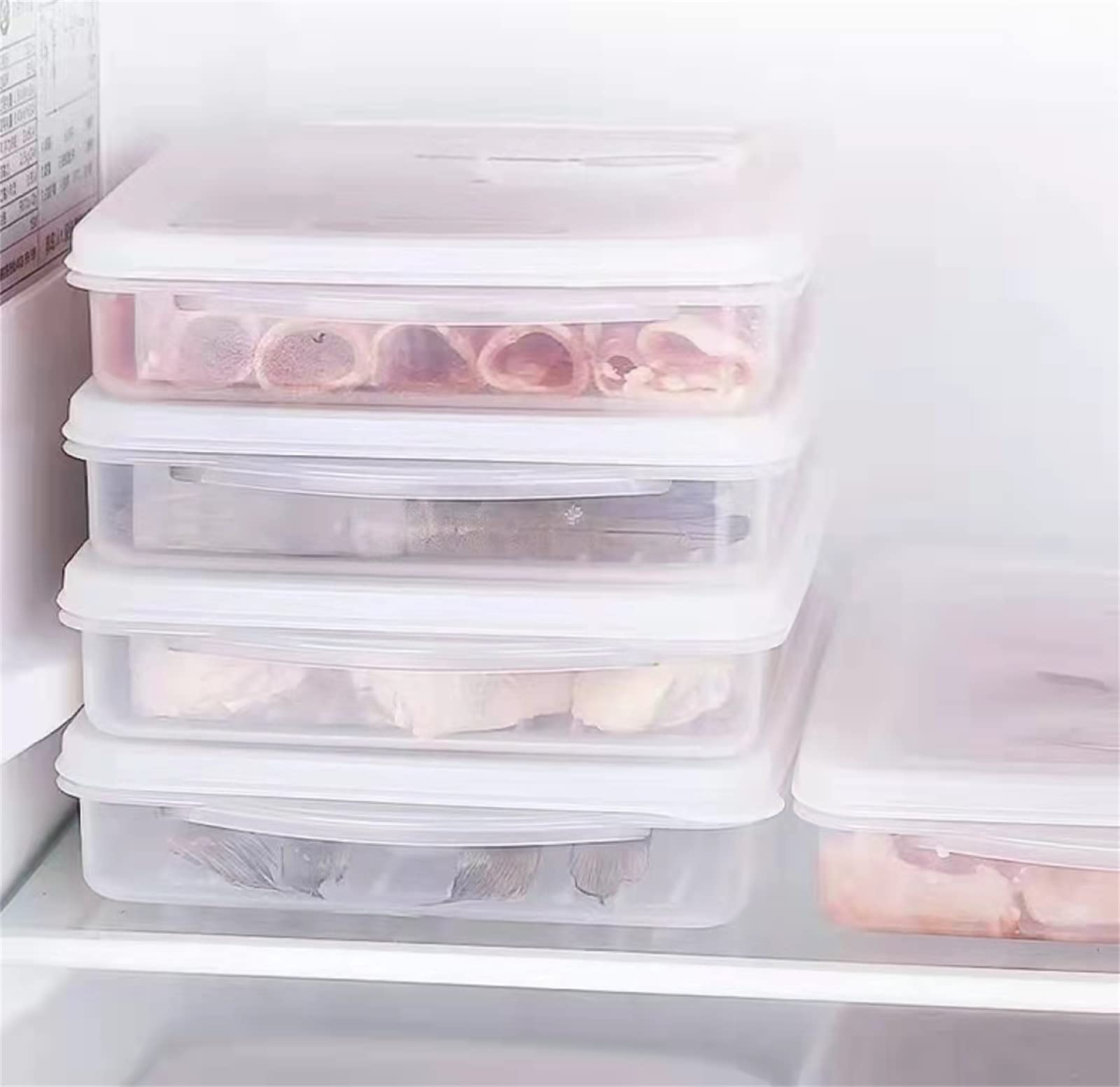 wulikanhua 2 Pack Plastic Bacon Box, Deli Meat Saver Cold Cuts Fridge Keeper, Cheese Food Storage Container with Lid for Refrigerator, Shallow Low Profile Christmas Cookie Holder