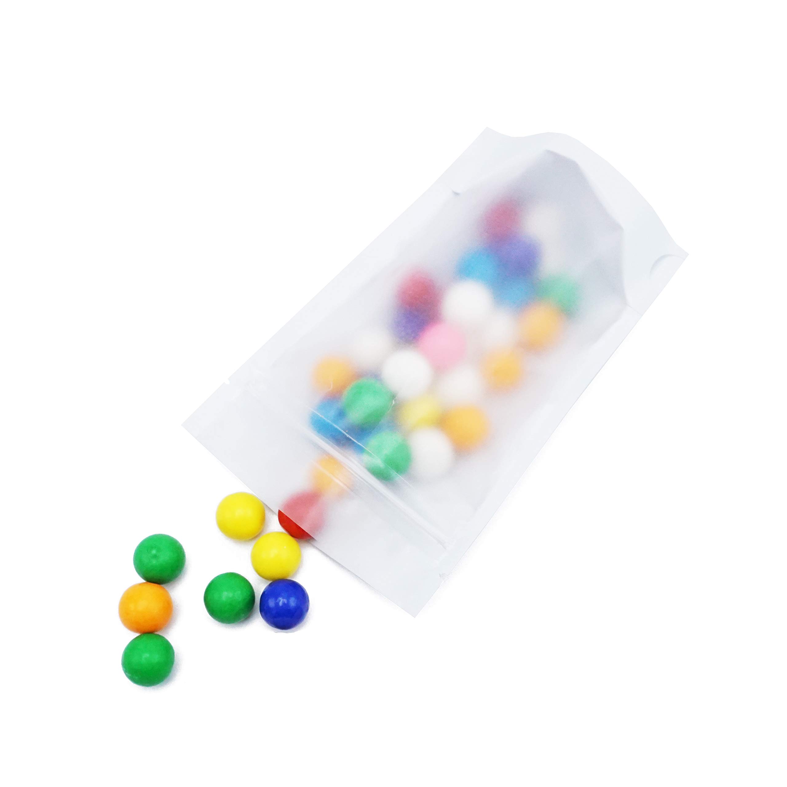 QQ Studio Pack of 100 Translucent Front Matte White Poly Plastic Resealable Bags (8.4oz (6" x 9"), White Stand-Up Pouch)