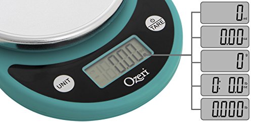 Ozeri Pronto Digital Multifunction Kitchen and Food Scale, Black on Teal