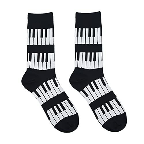 Crazy Socks, Unisex, Graphic, Piano Keys, Crew Socks, Novelty Silly Fun Cute