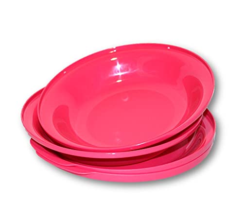 Tupperware (2) Double Plates | Shallow Bowls and Plates Set | Dark Pink