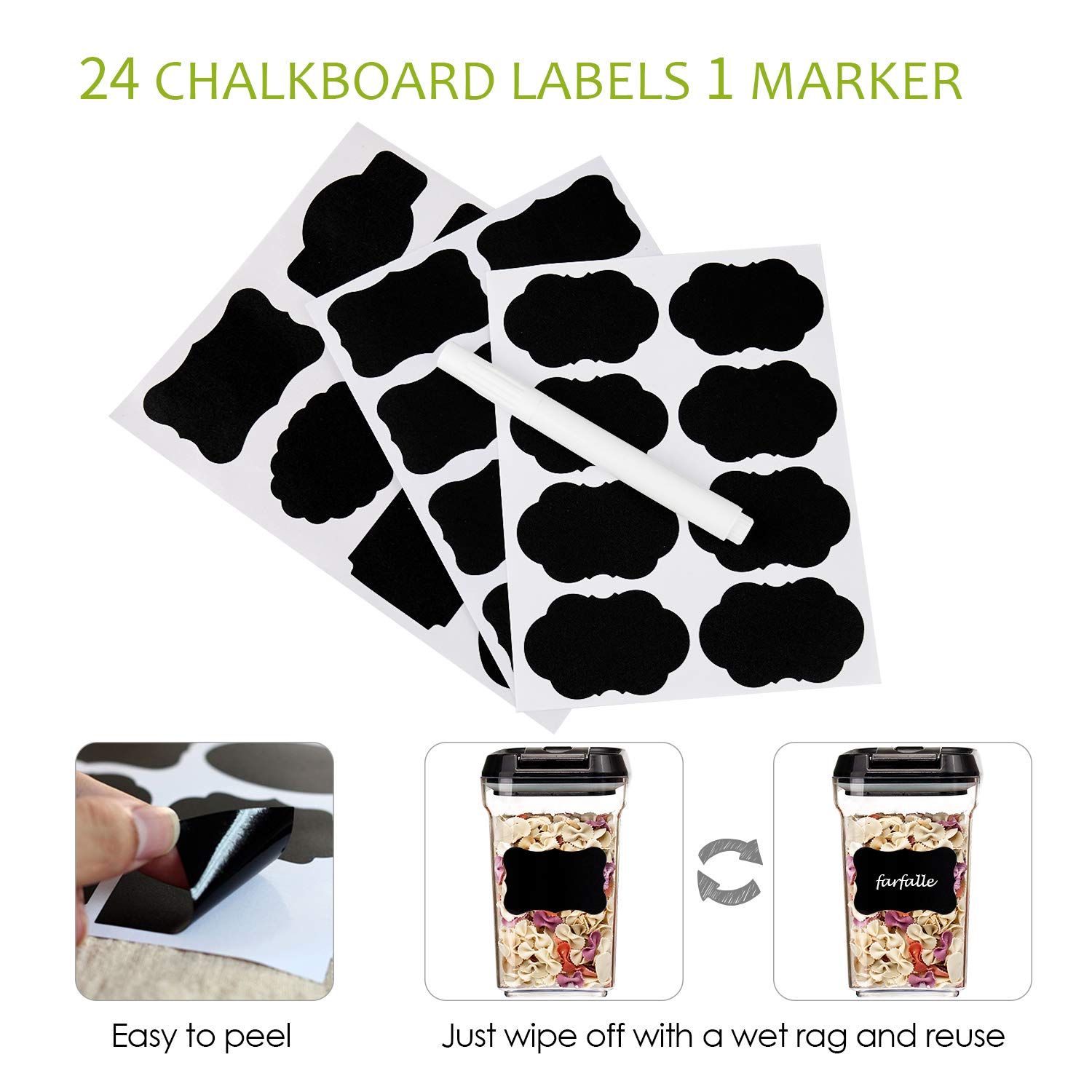 Airtight Food Storage Containers, Vtopmart 7 Pieces BPA Free Upgraded Plastic Canisters with Improved Durable Lids - for Kitchen Pantry Organization and Storage - Include 24 Labels,Matt black