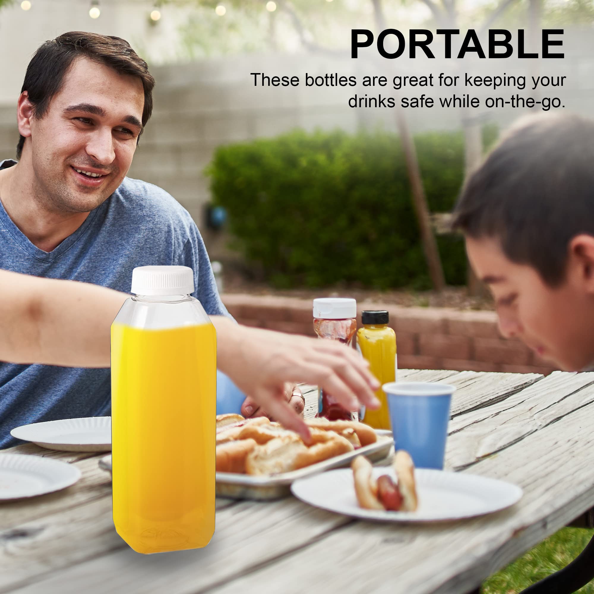MT Products PET Plastic Juice Bottles 16 oz. - Clear Take-out Containers (Pack of 12) - Made in the USA