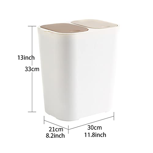 SCUUBE Trash Bin Trash Can Wastebasket 15 Liter Separate Dry and Wet Trash Can, Garbage Bin Double Barrel Press Type, Living Room and Kitchen Wastebasket with Lid Garbage Can Waste Bin