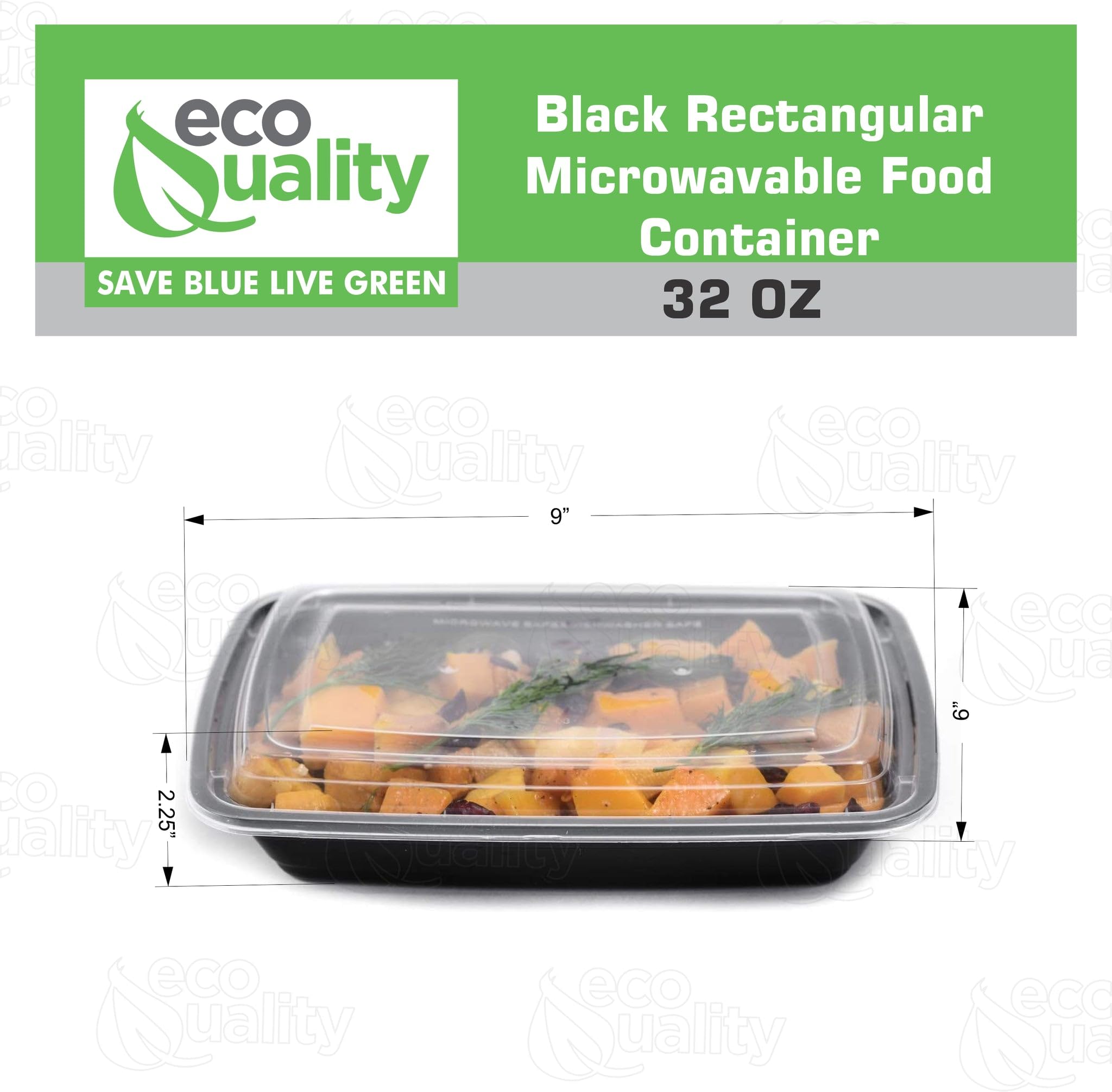 32 oz Reusable Food Storage 5 Pack Containers with Lids by EcoQuality – Rectangular BPA Free Freezer, Microwave & Dishwasher Safe – Airtight & Watertight Stackable, Lunch Meal Prep, To-Go, Bento Box