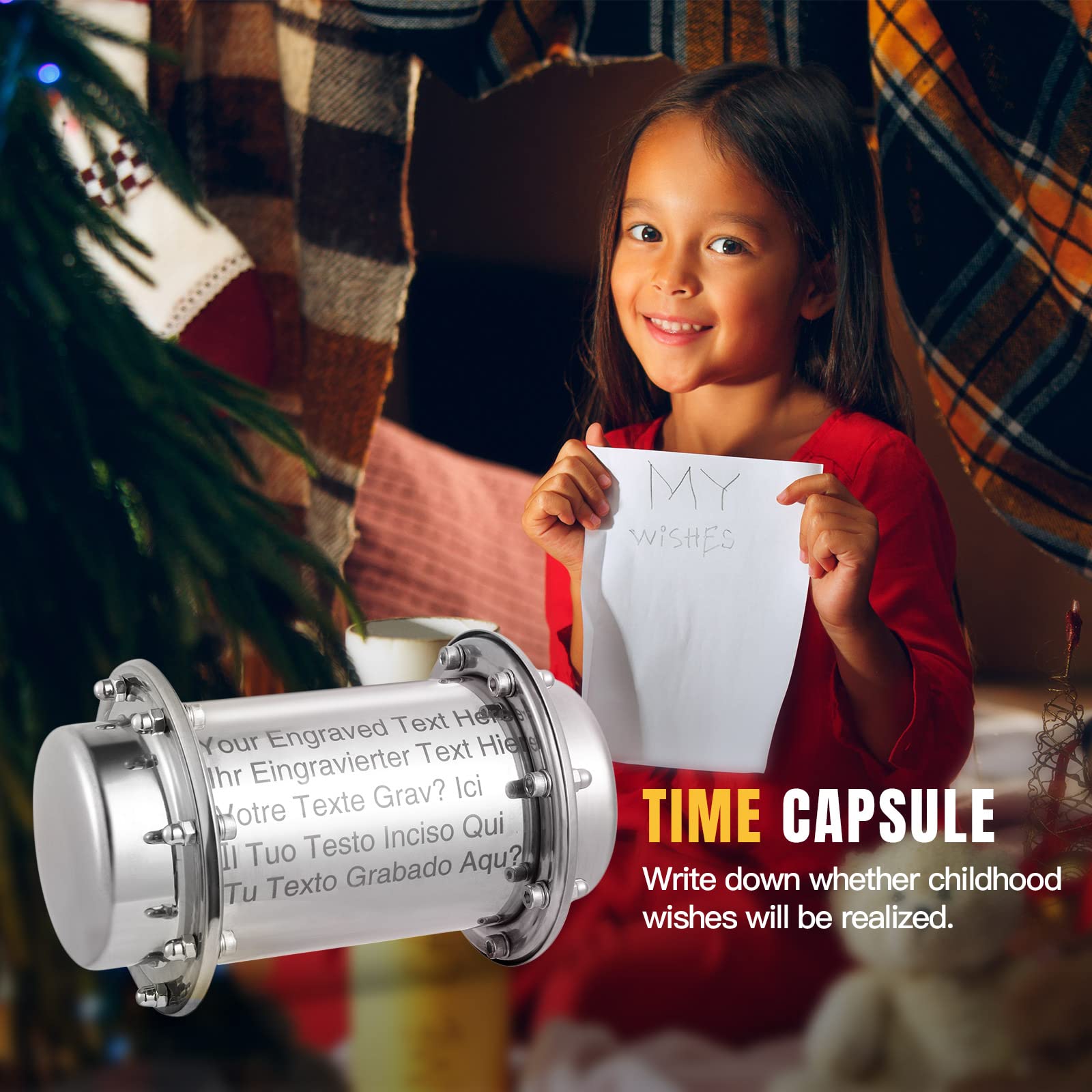 Dinikally Personalized Engraved Time Capsule Custom Waterproof Stainless Steel Container (10.2 inch)
