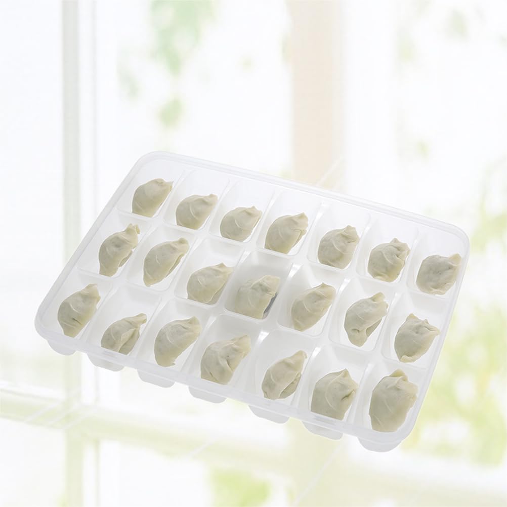 BESTonZON Dumpling Storage Box, Food Storage Containers with Lids, Reusable 21 Grid Dumpling Box Bins Holder with Lids for Refrigerator, Good Sealing Stackable Food Containers for Kitchen and Fridge