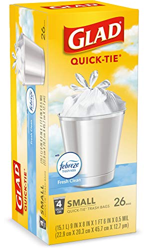 GLAD Small Trash Bags - 4 Gallon Trash Bag for Waste Basket, Gain Fresh Clean Scent, 26 Count (Pack of 6)