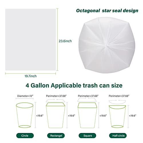 Inwaysin Small Trash Bags Biodegradable, Ultra Thick & Strong 4 Gallon Trash Bag, Unscented Small Garbage Bags, Easy Tearing Waste Basket Liners for Kitchen, Bathroom, Bedroom, Office,180 Counts