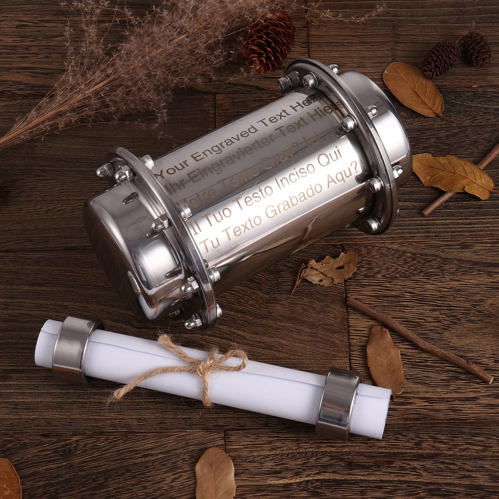 Dinikally Personalized Engraved Time Capsule Custom Waterproof Stainless Steel Container (10.2 inch)