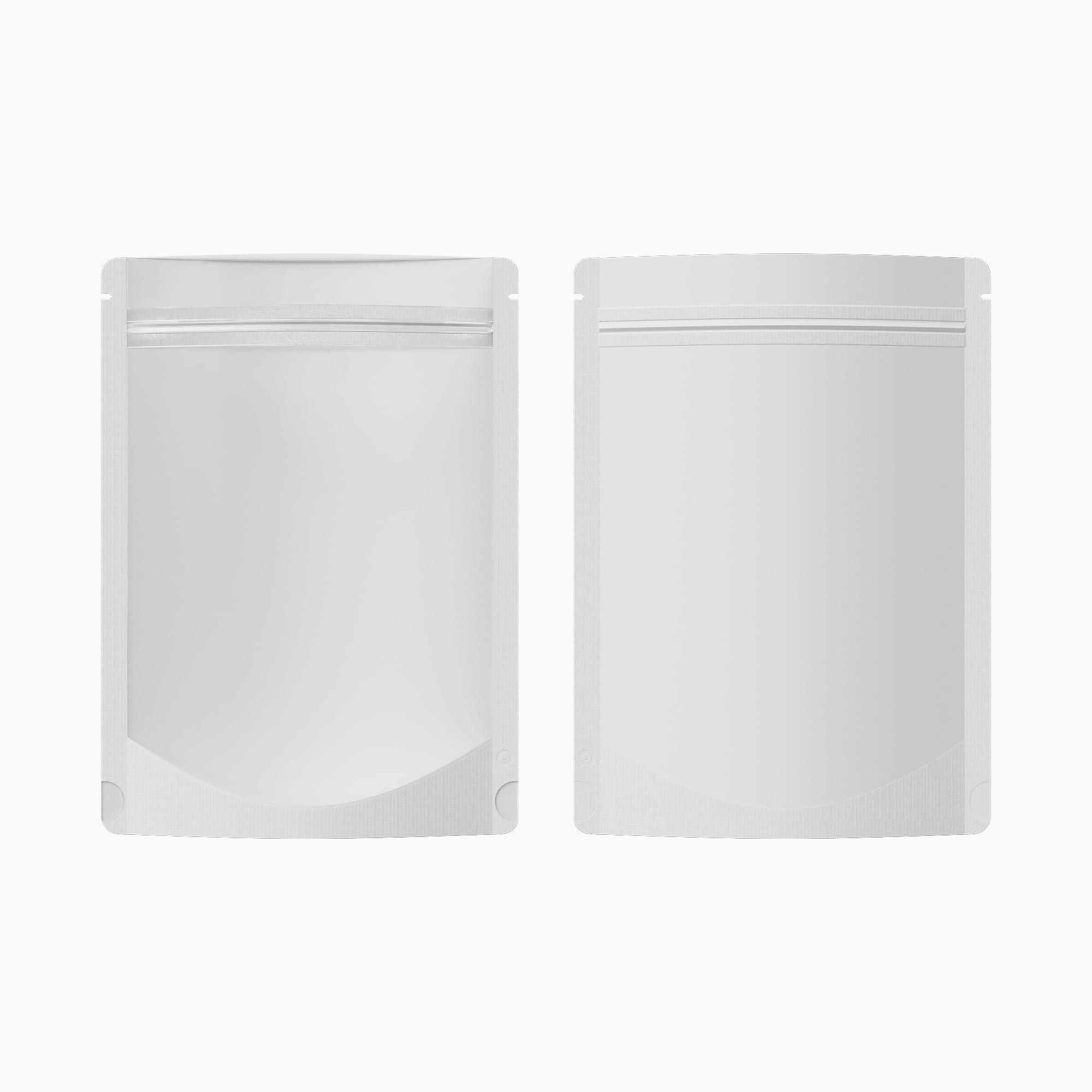 QQ Studio Pack of 100 Translucent Front Matte White Poly Plastic Resealable Bags (3.3oz (5" x 7"), White Stand-Up Pouch)
