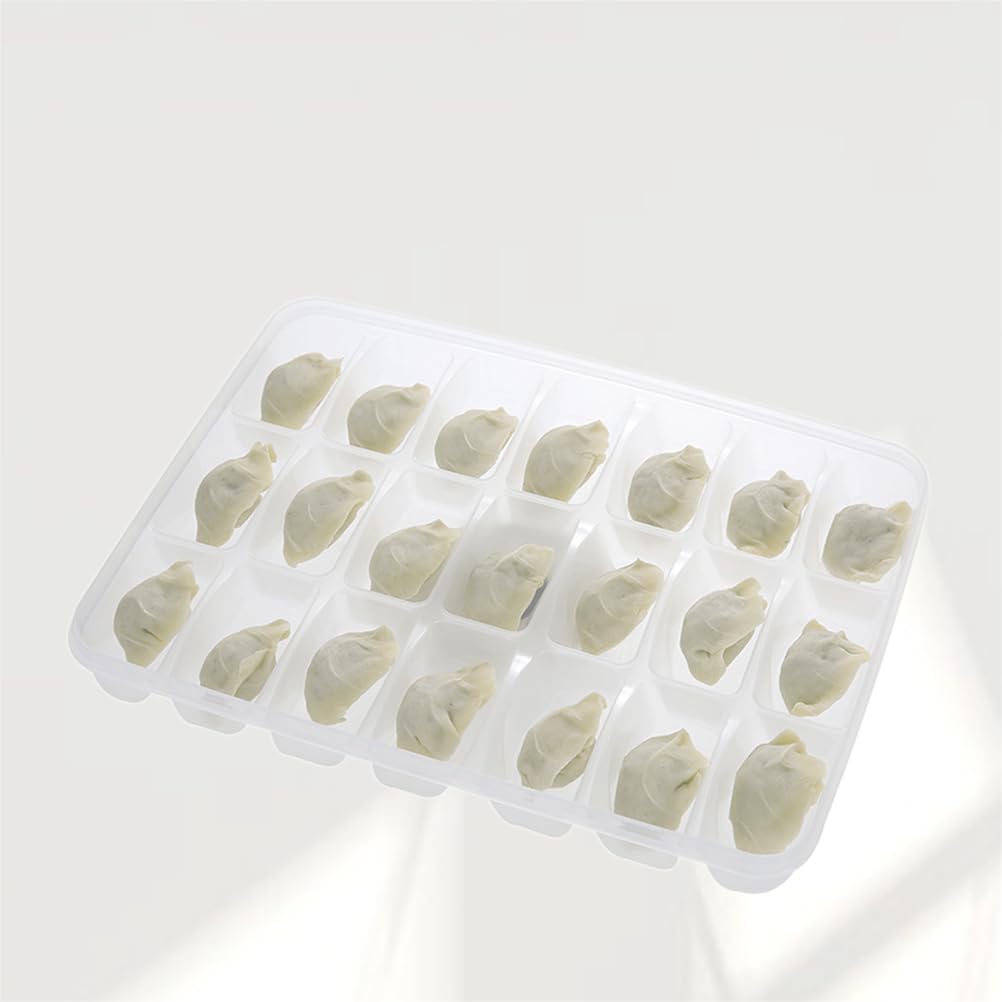 BESTonZON Dumpling Storage Box, Food Storage Containers with Lids, Reusable 21 Grid Dumpling Box Bins Holder with Lids for Refrigerator, Good Sealing Stackable Food Containers for Kitchen and Fridge