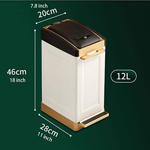 Trash Bin Trash Can Wastebasket Kitchen Trash Can, Pedal Bin with Lid, Garbage Can Trash Bin Stainless Steel Step Bin, Plastic Inner Bucket, Soft Closure Garbage Can Waste Bin (Color : OneColor, Siz