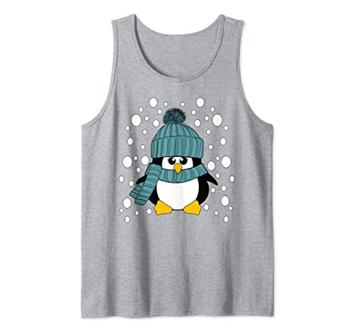 Christmas Penguin with Woolly Hat and Scarf Stocking Stuffer Tank Top