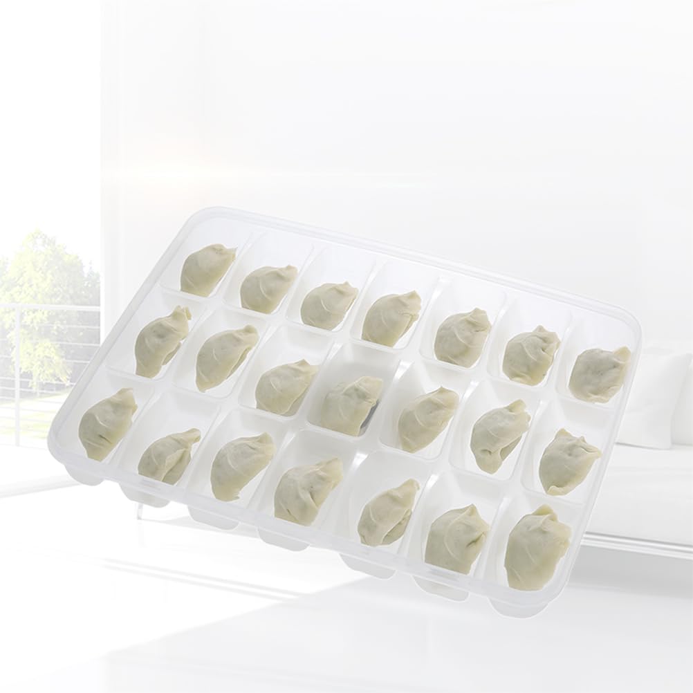 BESTonZON Dumpling Storage Box, Food Storage Containers with Lids, Reusable 21 Grid Dumpling Box Bins Holder with Lids for Refrigerator, Good Sealing Stackable Food Containers for Kitchen and Fridge