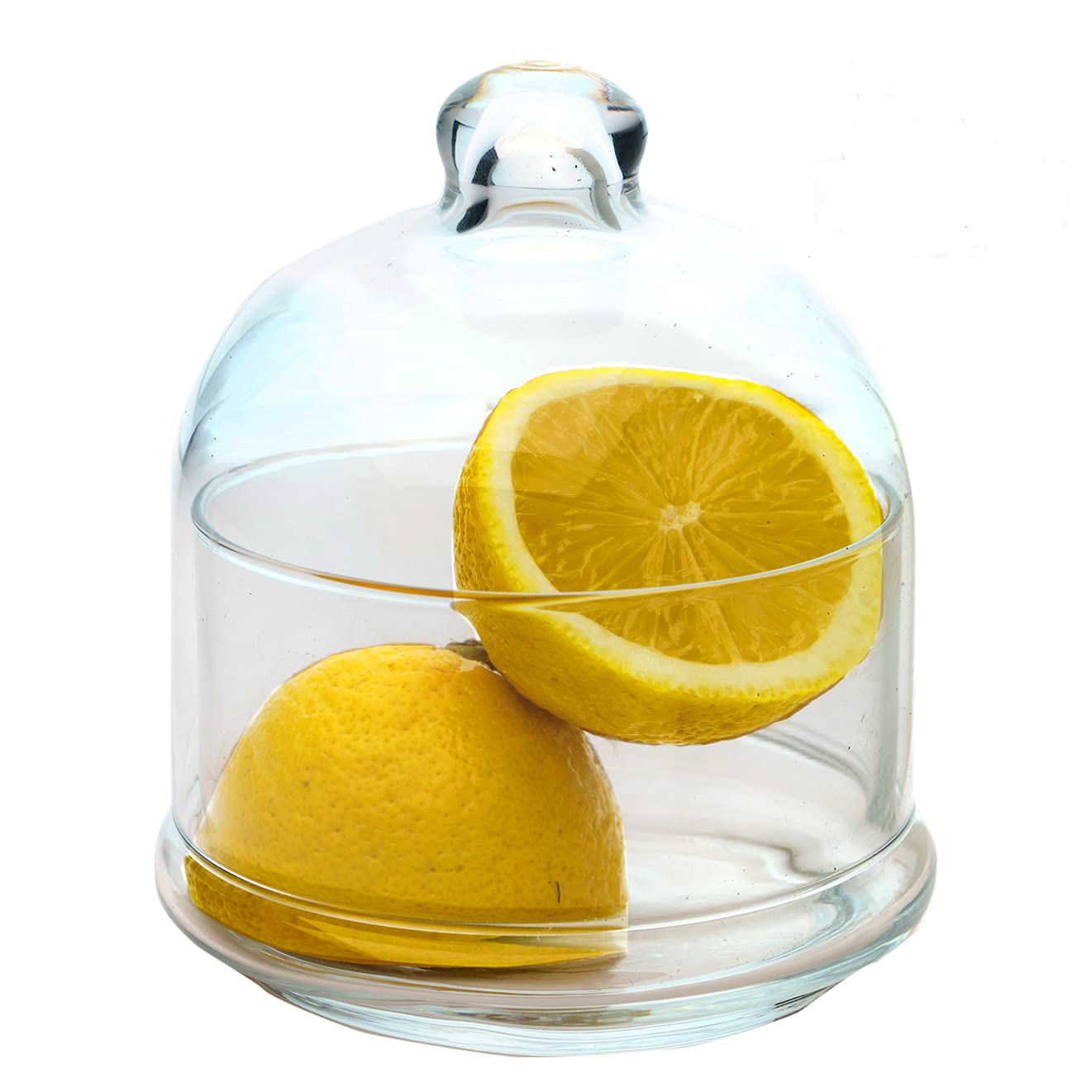 The Buybox Multipurpose Glass Container Avocado, Onion, Tomato, and Lemon Keeper Saver Holder Container, Fruit, Butter Citrus Mini Containers for Fridge, Pepper and Sold Cellar with Lid (Medium)