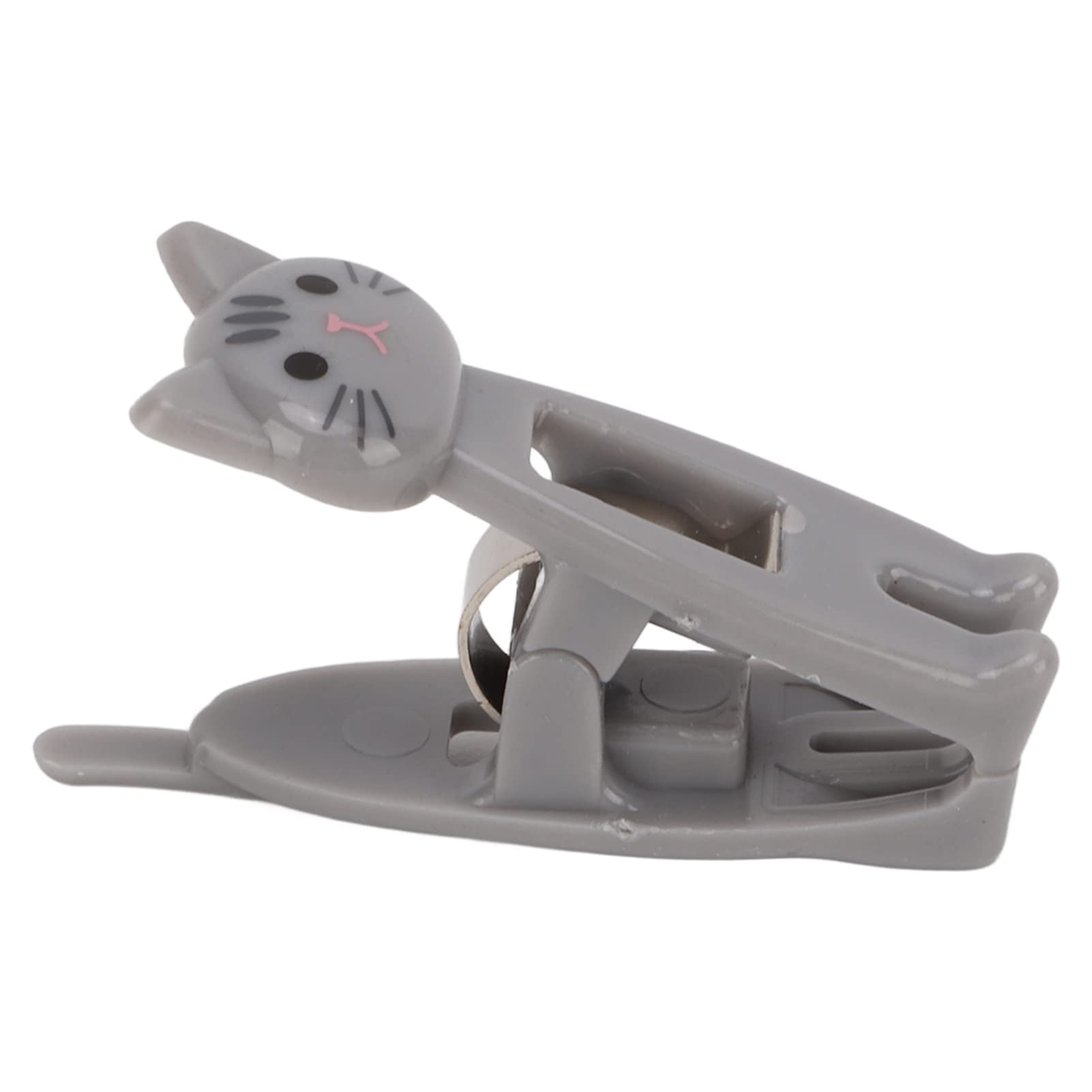 6Pcs Cat Snack Clips Anti Slip Strips Handle Metal Spring Firm Grip Food Bag Snack Clip for Clothing Documents(Grey)