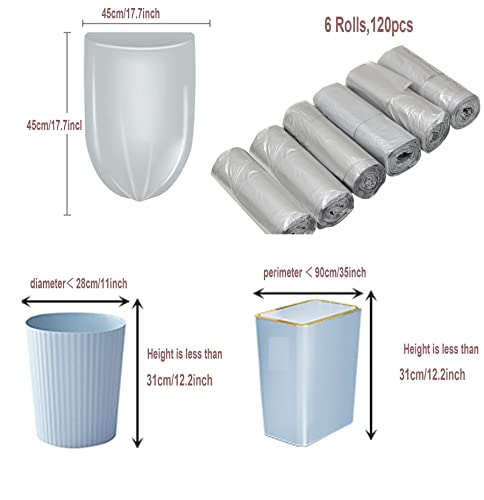 4 Gallon Bathroom Trash Bags ,6 Rolls 120pcs Small Trash Garbage Bags, Disposable Trash Bags for Office, Bathroom Wastebasket Waste Bin (Silver 120 Count)