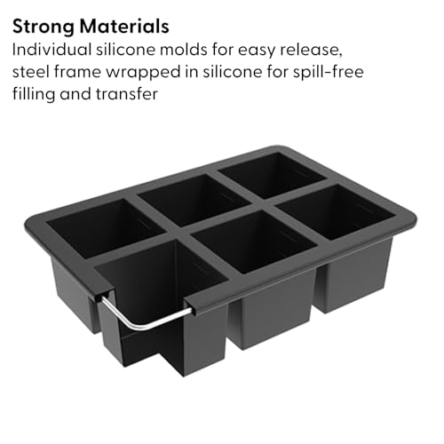 W&P Cup Cubes Silicone Freezer Tray with Lid, Blue, Makes 6 Perfect 1-Cup Portions, Freeze & Store Soup, Broth, Sauce, Leftovers, Dishwasher Safe