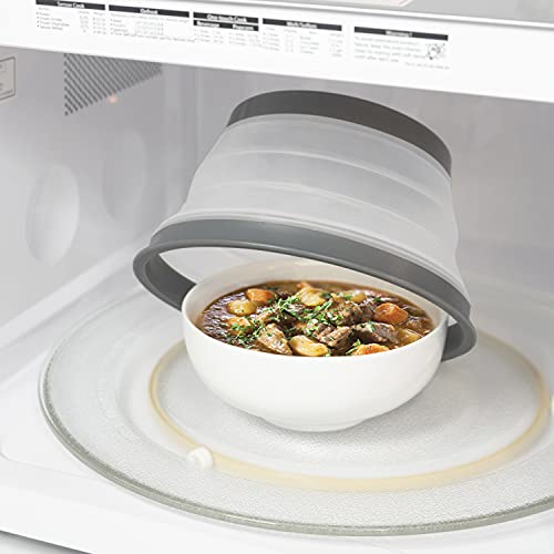 Tovolo 47006-200 Set of Three Collapsible Microwave, Lid for Reheating Food, Meal Prep Gadget, No Mess Folding Plate Cover Kitchen Tool, Set of 3, Charcoal, 3 Count