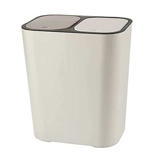 Trash Bin Trash Can Wastebasket Waste Bucket Ashcan Bin Household Sorting Trash Can Ouble Compartments Recycling Bin with 2 Lids Garbage Can Waste Bin (Color : OneColor, Size : 29 * 21 * 33cm)