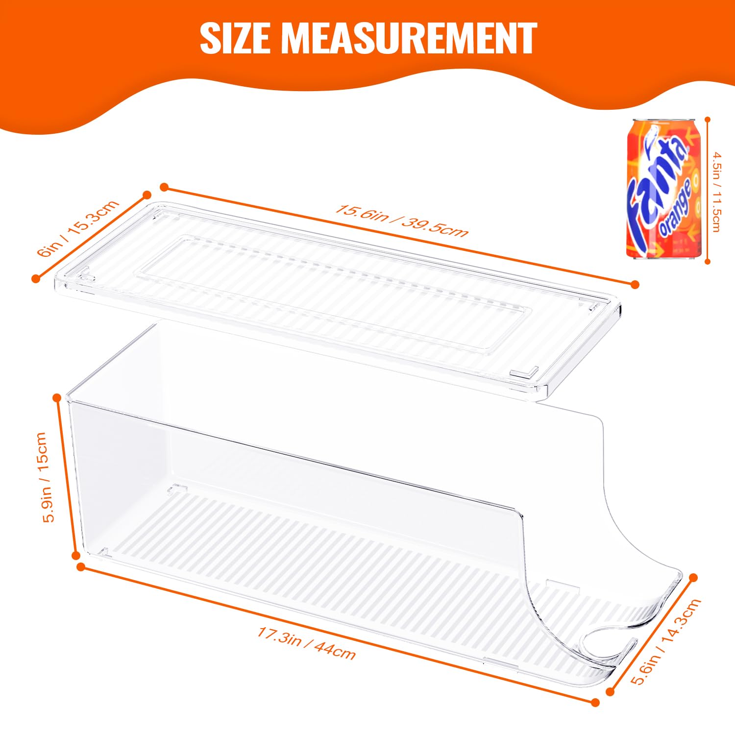SCAVATA Soda Can Organizer for Refrigerator, Stackable Canned Food Pop Cans Container Can Holder Dispenser with Lid for Fridge Pantry Rack Freezer, Clear Plastic Storage Bins, Holds 12 Cans Each