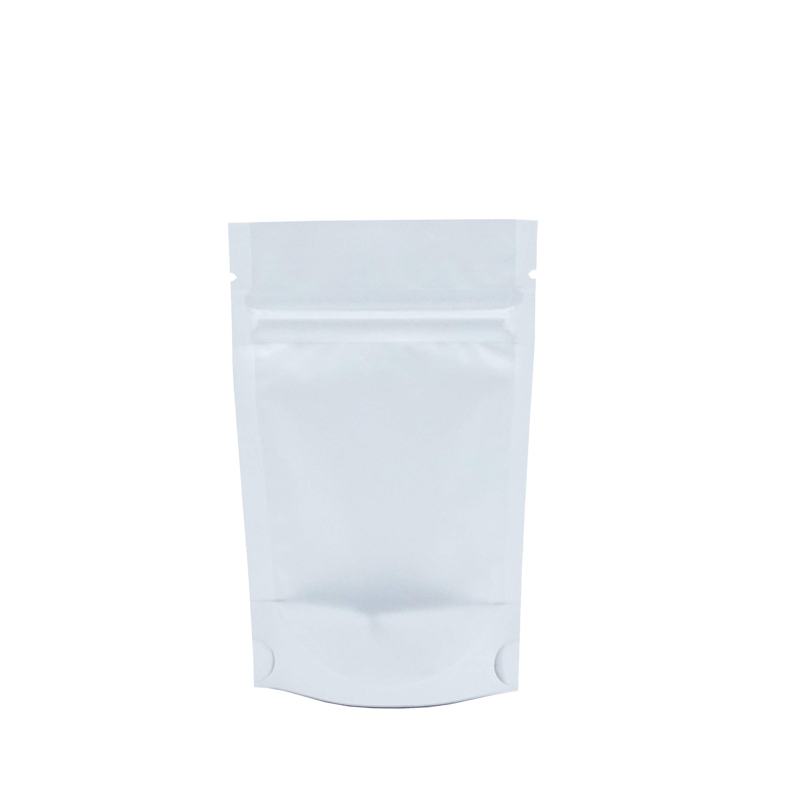 QQ Studio Pack of 100 Translucent Front Matte White Poly Plastic Resealable Bags (1.7oz (4" x 6"), White Stand-Up Pouch)