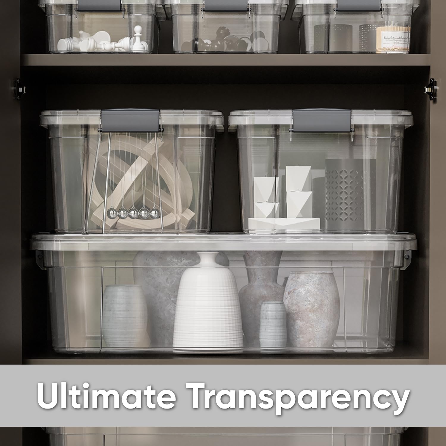 Superio Clear Plastic Storage Bin with Lid, 6 Qt, Non-Toxic, BPA Free, Odor Free, Organizer Storage Box, Stackable Plastic Tote for Home, Garage, School, and Office