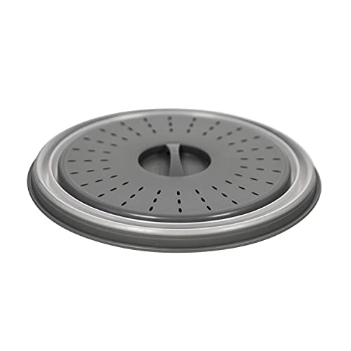 Tovolo 47006-200 Set of Three Collapsible Microwave, Lid for Reheating Food, Meal Prep Gadget, No Mess Folding Plate Cover Kitchen Tool, Set of 3, Charcoal, 3 Count