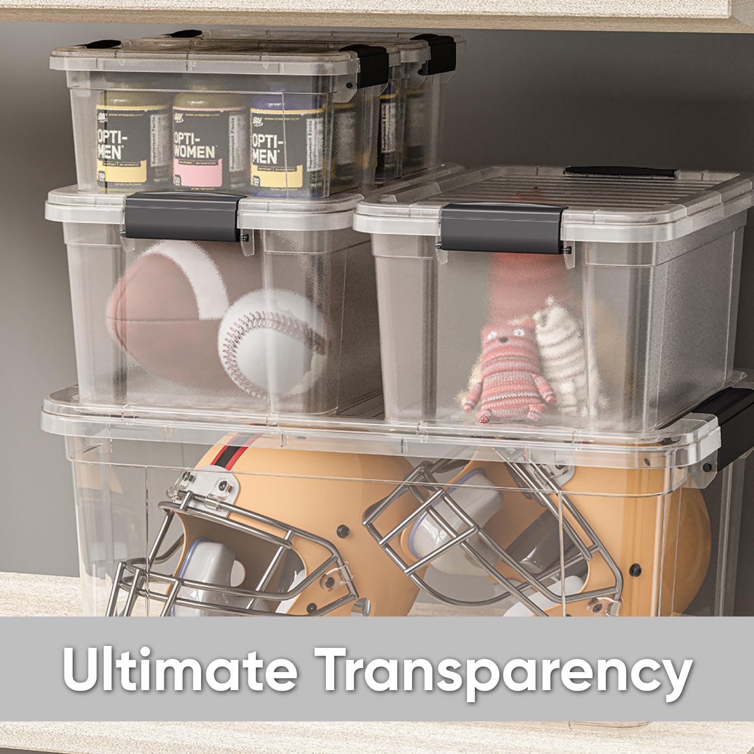 Superio Clear Plastic Storage Bin with Lid, 6 Qt, Non-Toxic, BPA Free, Odor Free, Organizer Storage Box, Stackable Plastic Tote for Home, Garage, School, and Office
