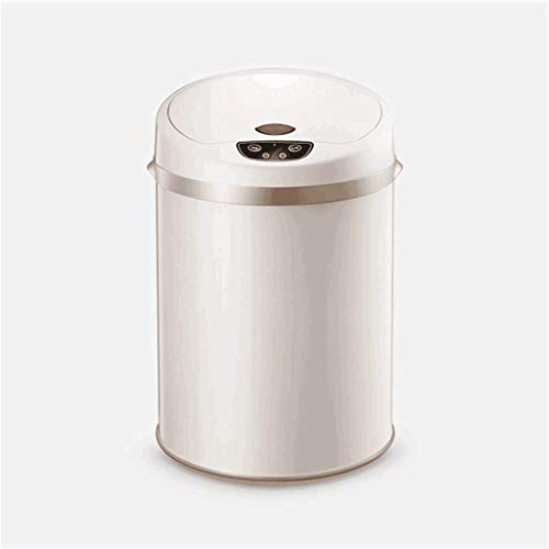 ZYJBM Smart Induction Trash Can Drum-Shaped Automatic Trash Can with Lid Stainless Steel Household Trash Can for Living Room Kitchen Bathroom Trash Can (Color : E, Size : 12L)