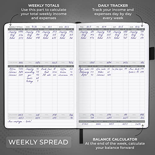 Clever Fox Income & Expense Tracker – Accounting & Bookkeeping Ledger Book for Small Business – Income & Expense Record Notebook with Receipt Pocket – Undated, A5, 5.8″ x 8.3″, Hardcover (Black)